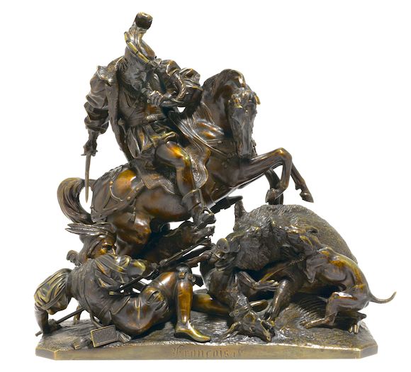 Bonhams : A French patinated bronze figural group: Francois I after a ...