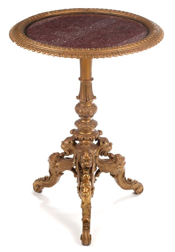 Bonhams : A Rococo style carved giltwood and porphyry tilt top ...