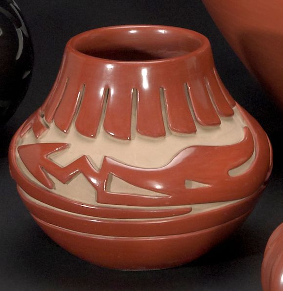 Bonhams : A Santa Clara carved redware jar