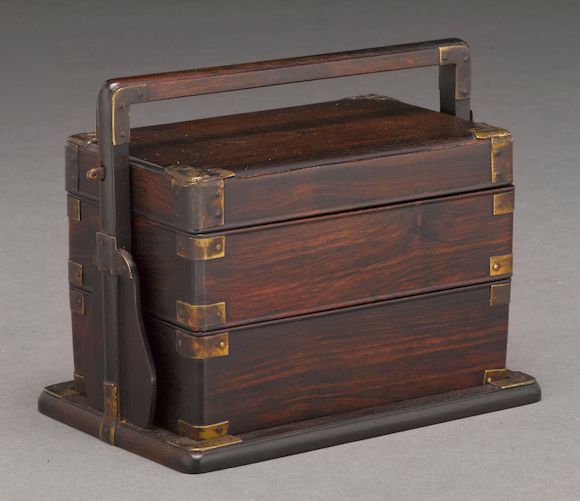 Bonhams : A zitan stacking food container
