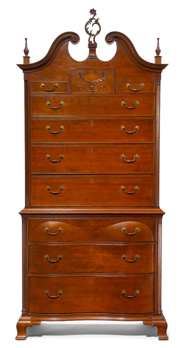 Bonhams : The Cheney family Chippendale cherrywood reverse-serpentine ...