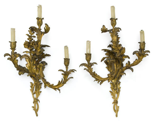 Bonhams An Imposing Pair Of Louis Xv Style Gilt Bronze Three Light