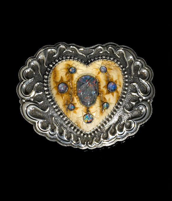Bonhams : Fossil Woolly Mammoth Ivory, Black Opal, Quartz and Silver ...