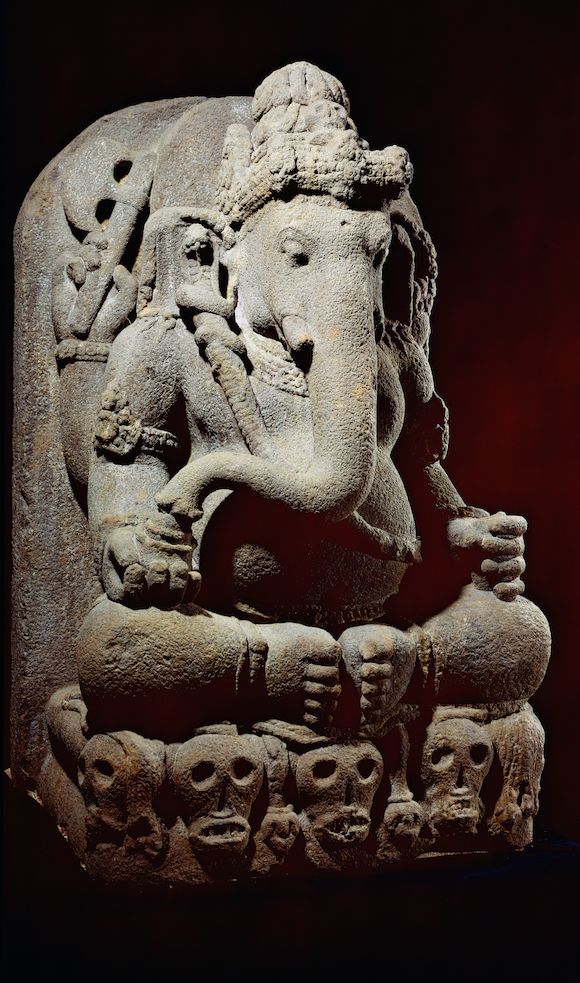 Bonhams : A monumental andesite seated figure of Ganesha Java ...