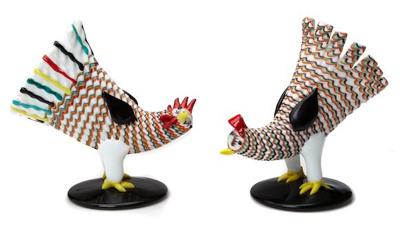 Bonhams : A pair of Fulvio Bianconi for Venini applied glass Pulcini ...