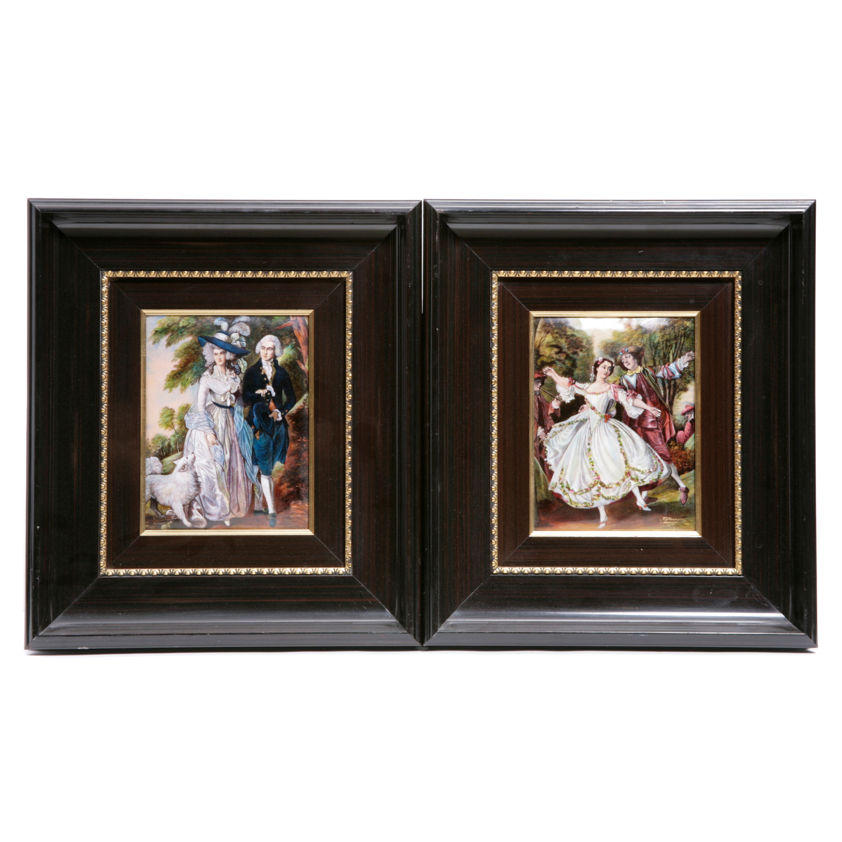 Bonhams : A pair of Limoges enamel plaques, framed