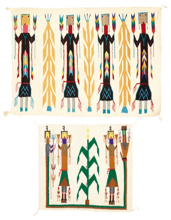 Bonhams : Two Navajo Yei rugs