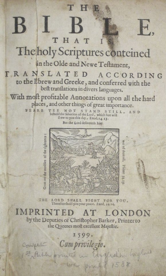 Bonhams : BIBLE IN ENGLISH. The Bible, that is The holy scriptures ...