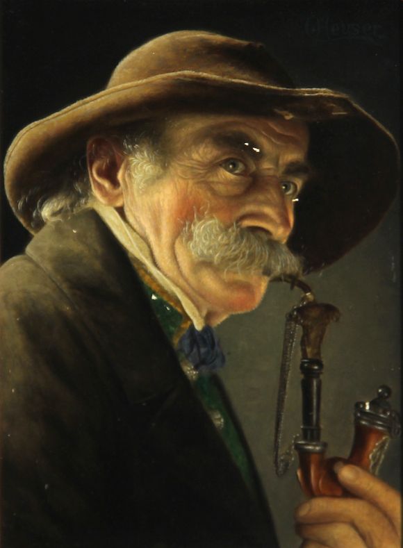 Bonhams : Christian Heuser (German, 1863-1942) An old gentleman with a ...