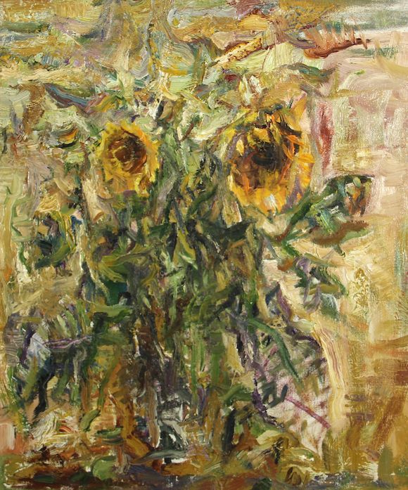 Bonhams : Yuri Gusev (Russian, born 1928) Sunflowers, 1992 23 3/4 x 20in