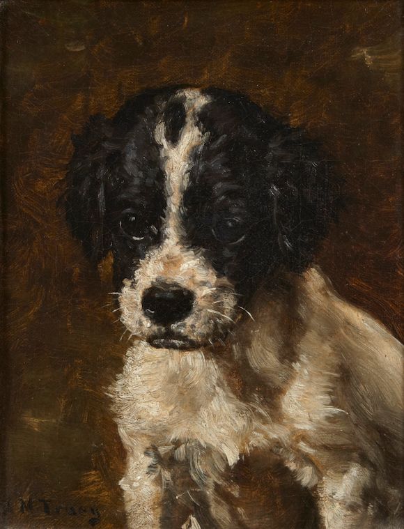 Bonhams : John Martin Tracy (American, 1843-1893) A Spaniel puppy 7 3/8 ...
