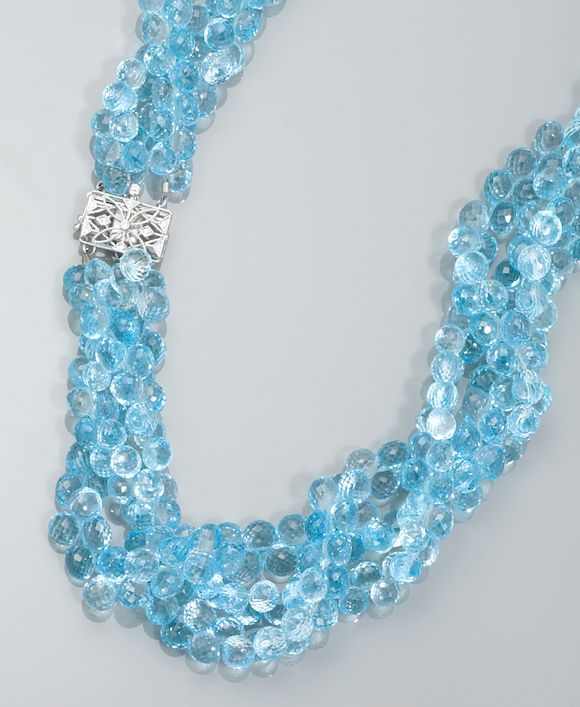 Bonhams : Blue Topaz Bead Necklace