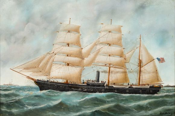 Bonhams : American School, Ed Adam, 20th century An American naval sail ...