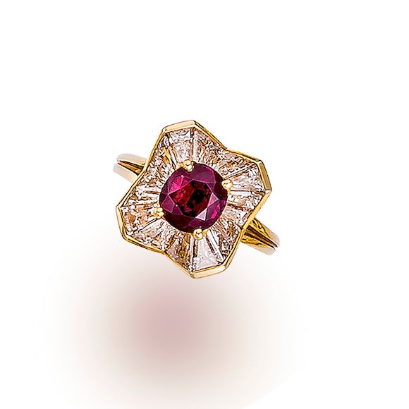 Bonhams : A ruby and diamond ring, Oscar Heyman & Brothers