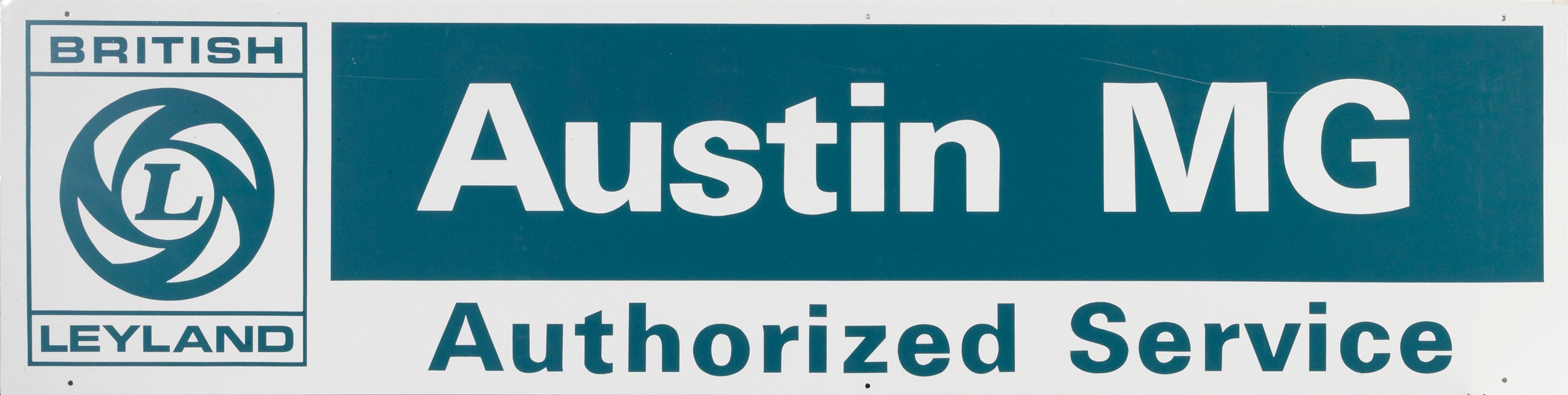 Bonhams Cars : An Austin MG Authorized Service sign,