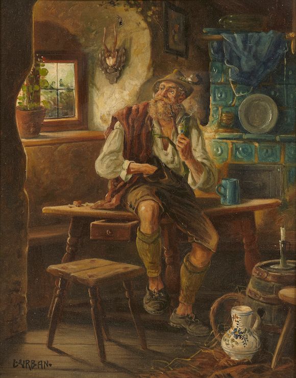 Bonhams : L. Urban (German/Austrian) An elderly gentleman smoking a ...