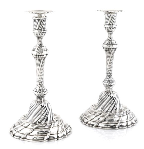 Bonhams : A pair of French silver lobed and spirally reeded ...