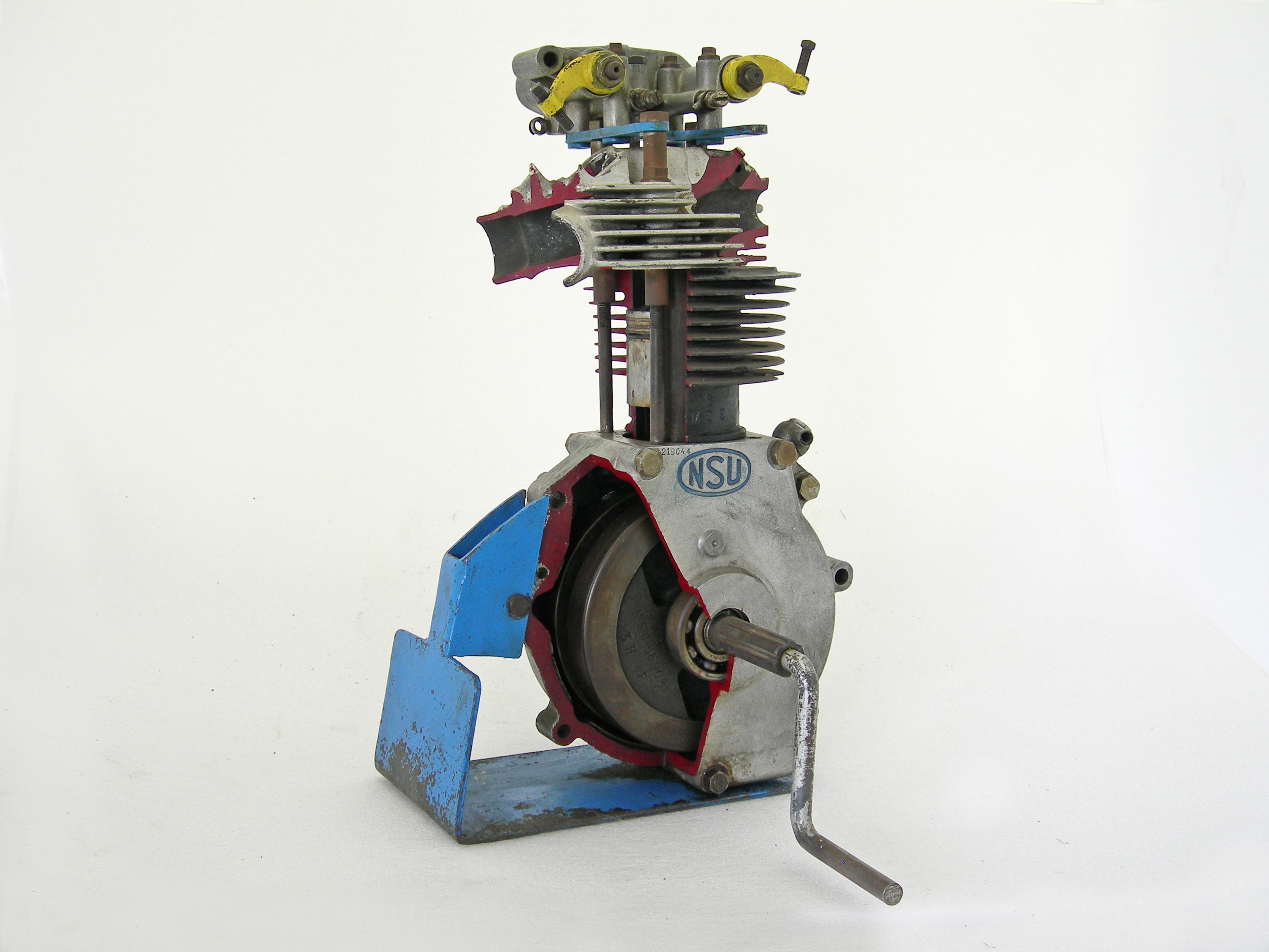 Bonhams Cars : An NSU single cylinder cutaway display engine,