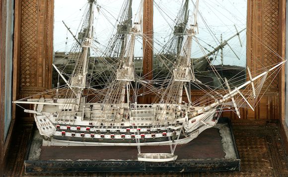 Bonhams : A Napoleonic prisoner-of-war bone model of a 74-gun ship-of ...