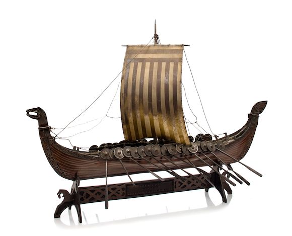 Bonhams : A bronze model of the Osberg Viking ship circa 1926 30 x 8 x ...