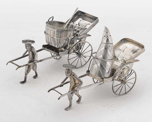 Bonhams : A Chinese export silver group of two similar novelty figural ...