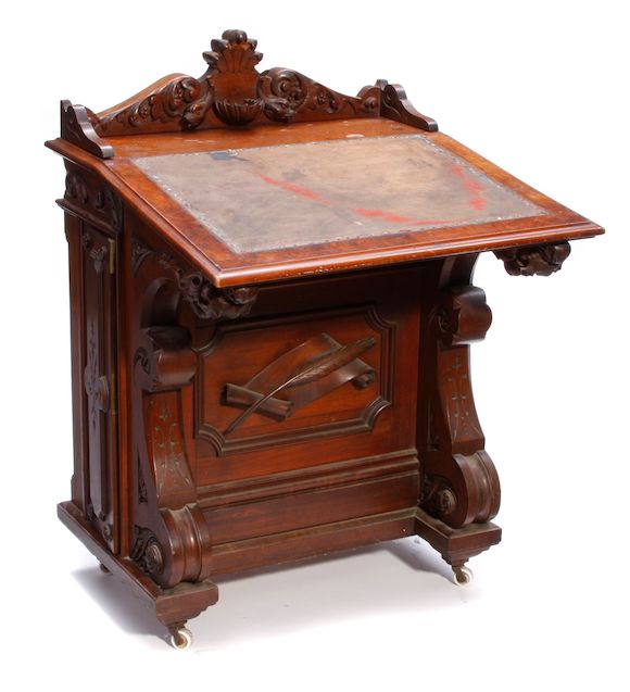 Bonhams : An American Aesthetic carved walnut drafting table
