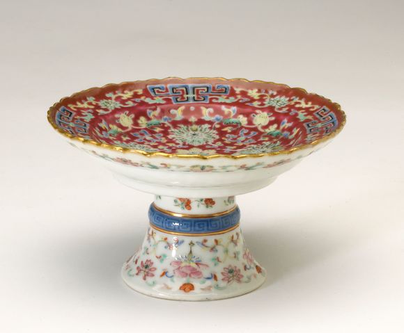 Bonhams : A ruby red enameled porcelain footed dish Republic period