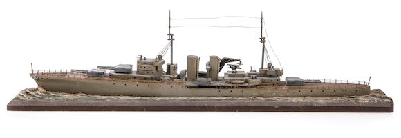 Bonhams : A waterline model of the British cruiser H.M.S. Exeter 26-1/4 ...