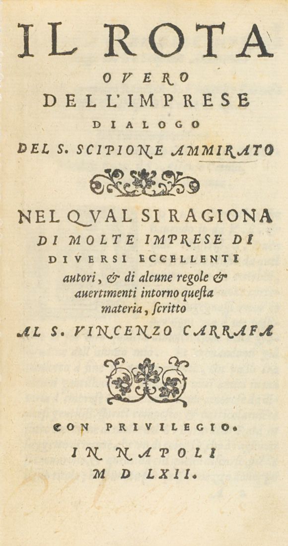 Bonhams : EARLY PRINTING. AMMIRATO, SCIPIONE. Il Rota, overo, Dell ...