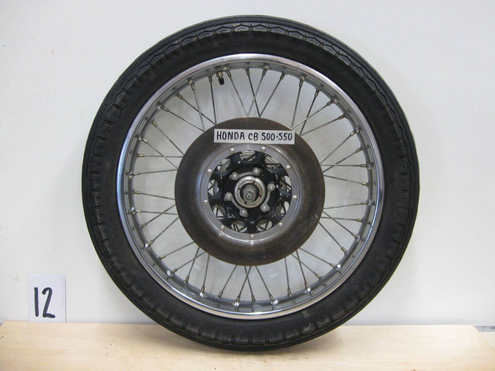 Bonhams Cars : A set of front and rear 70s era Honda CB500-550 wheels,