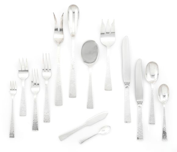 Bonhams : An Allan Adler hand hammered sterling silver part flatware ...