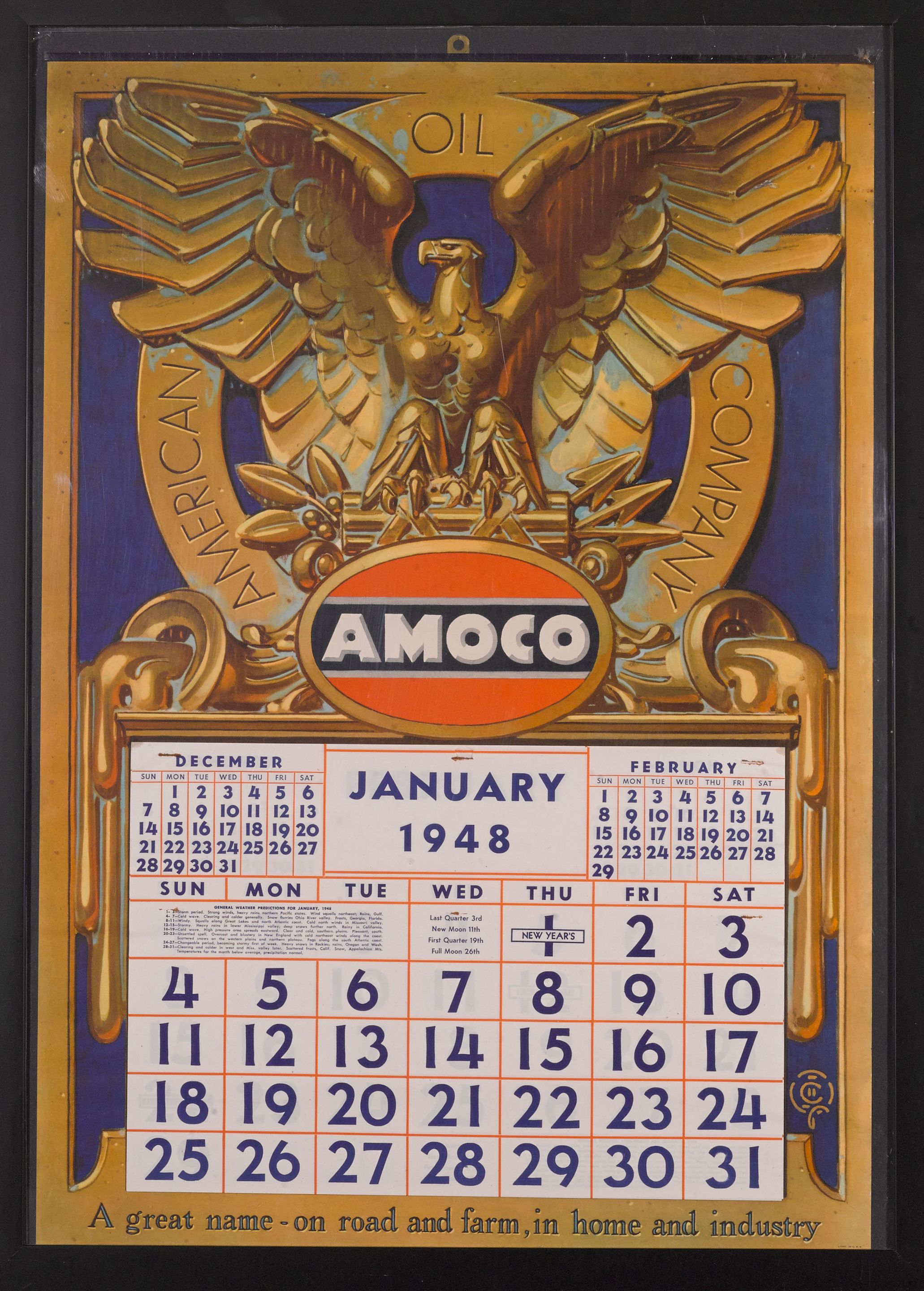 Bonhams Cars : An American Oil Company, Amoco service station calendar,