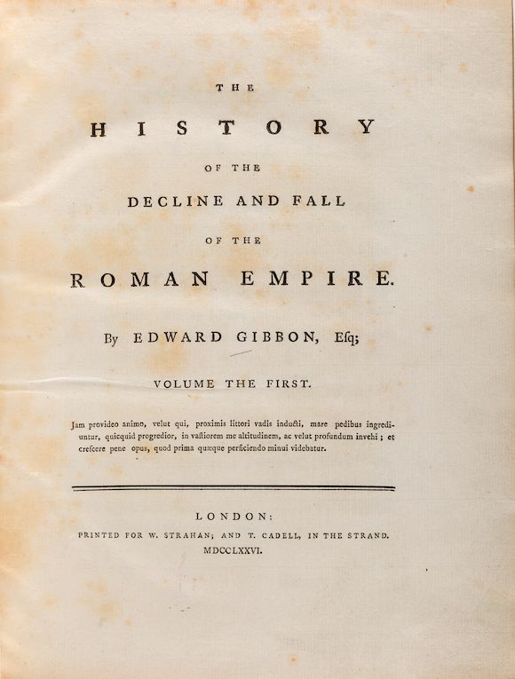 Bonhams : GIBBON, EDWARD. 1737-1794. The History of the Decline and Fall of the Roman Empire ...