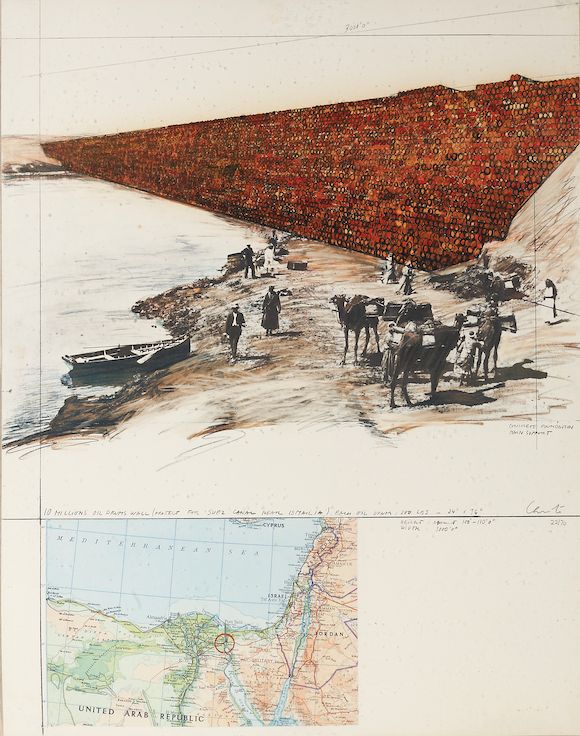 Bonhams : Christo (born 1935); Ten Million Oil Drums Wall, Project for ...