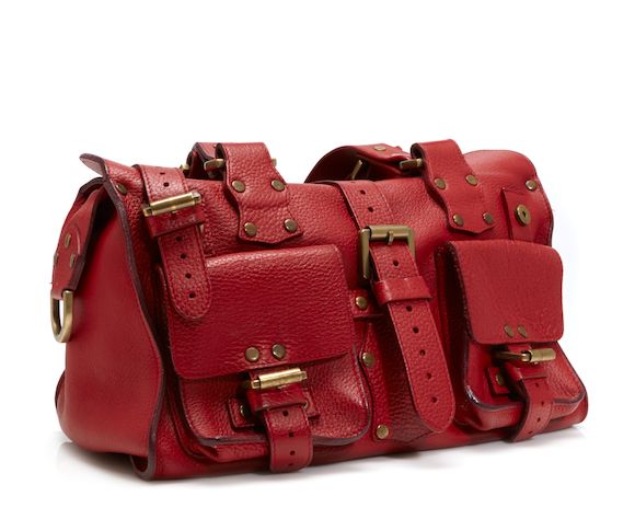 Bonhams : A Mulberry red leather Roxanne handbag