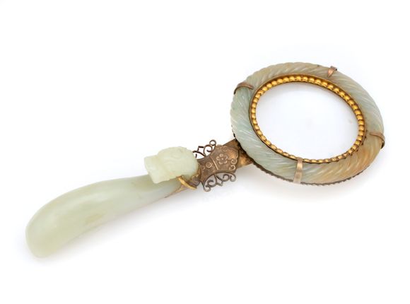 Bonhams : A Chinese magnifying glass with celadon nephrite jade belt ...
