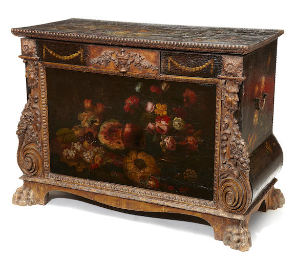 Bonhams A Spanish Baroque Leather Mounted Parcel Gilt And Polychrome