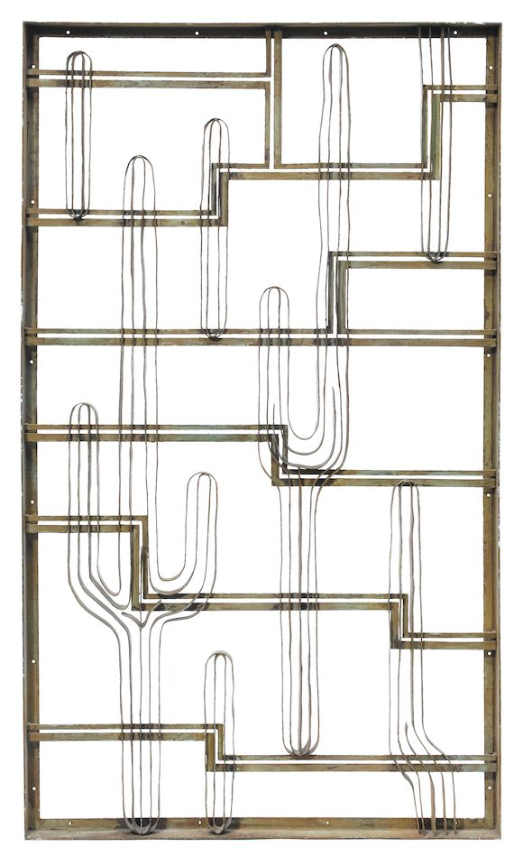 Bonhams : An American Art Deco patinated wrought iron Cactus panel from ...