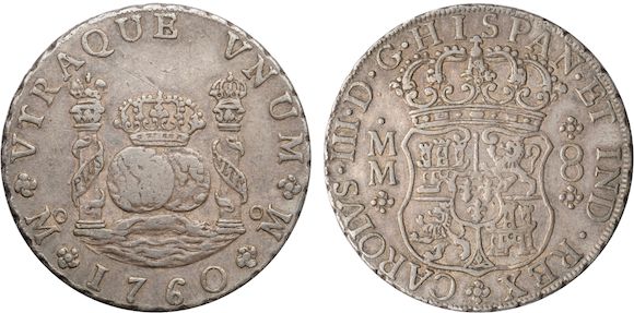 Bonhams : Mexico, Charles III, Pillar Dollar, 8 Reales 1760-MM
