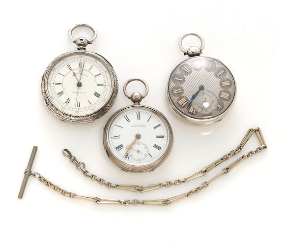 Bonhams : A collection of three open face key wound lever watches ...