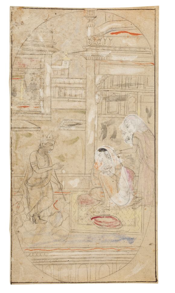 Bonhams : An illustration to the Satsai of Bihari Lal Kangra, late 18th ...