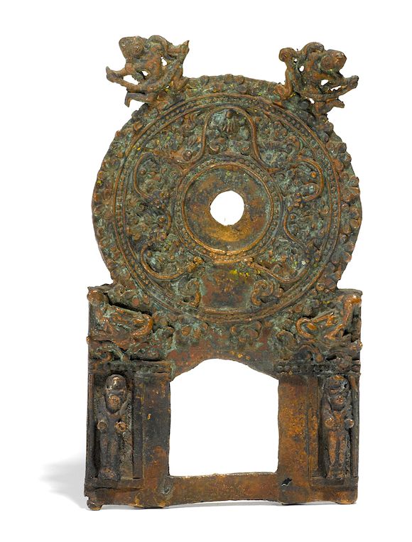 Bonhams : A molded copper alloy throne back for a religious figure 20th ...
