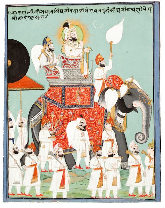 Bonhams : A portrait of Maharana Jawan Singh in procession Udaipur ...