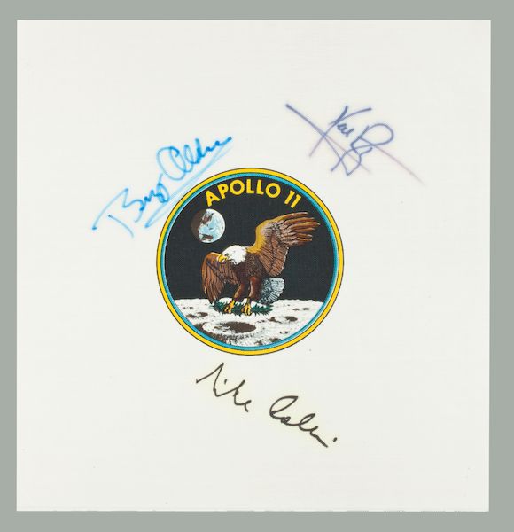 Bonhams : SIGNED BY THE ENTIRE APOLLO 11 CREW. Apollo 11 Beta cloth ...