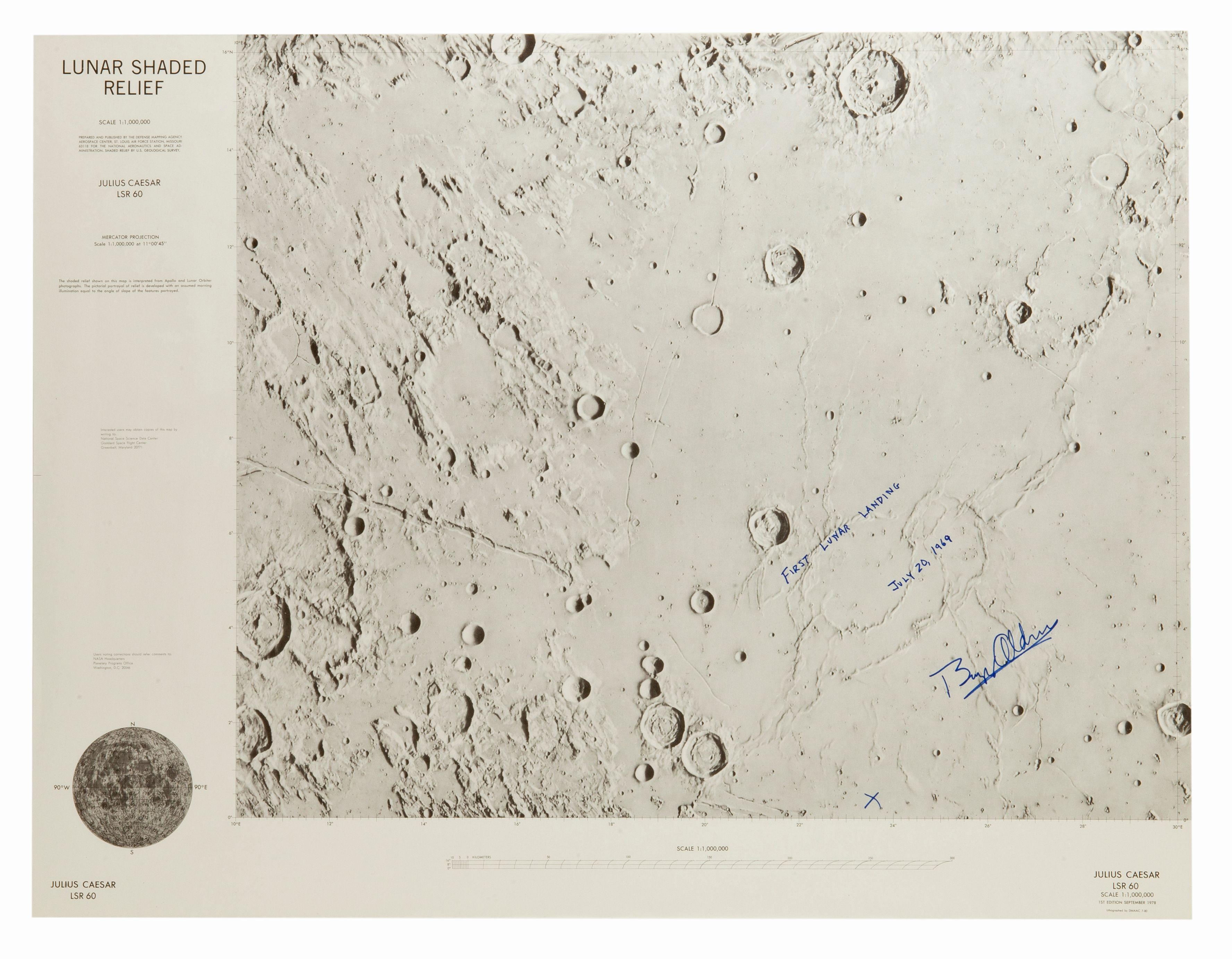 Bonhams : APOLLO 11 LANDING SITE CHARTSIGNED. Julius Ceasar, Lunar ...