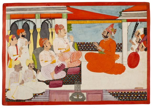 Bonhams : Maharaja Bhim Singh of Jodhpur Greets Maharaja Pratap Singh of Jaipur Jodhpur, circa 1801