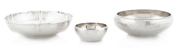 Bonhams : An assembled group of three American hand wrought sterling ...