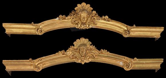 Bonhams : A pair of French Rococo Revival giltwood drapery cornices ...