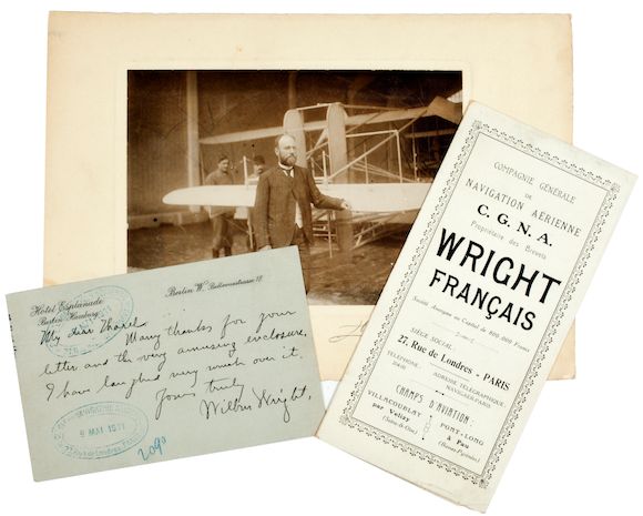 Bonhams : WILBUR WRIGHT AND THE COMPAGNIE. 1. Autograph Note Signed ("Wilbur Wright"), 1 p ...