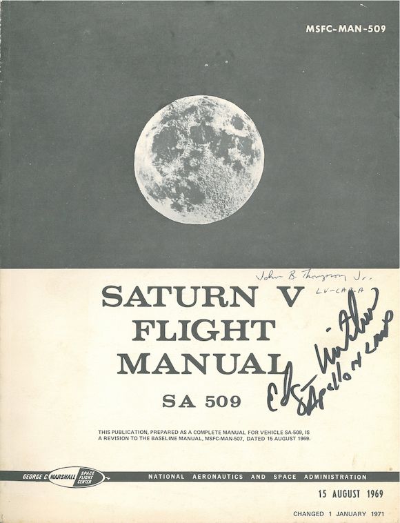 Bonhams : APOLLO 14 SATURN V FLIGHT MANUAL—SIGNED. Saturn V Flight ...